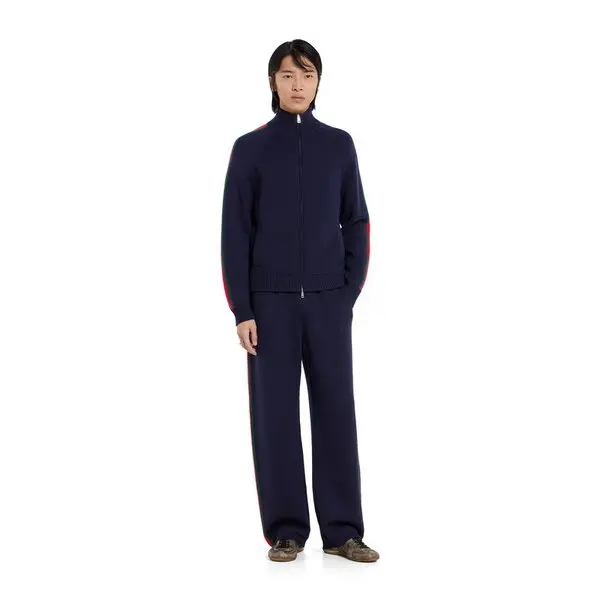 Gucci Gg Knit Doube Woo Eisure Trousers, Size - Blue