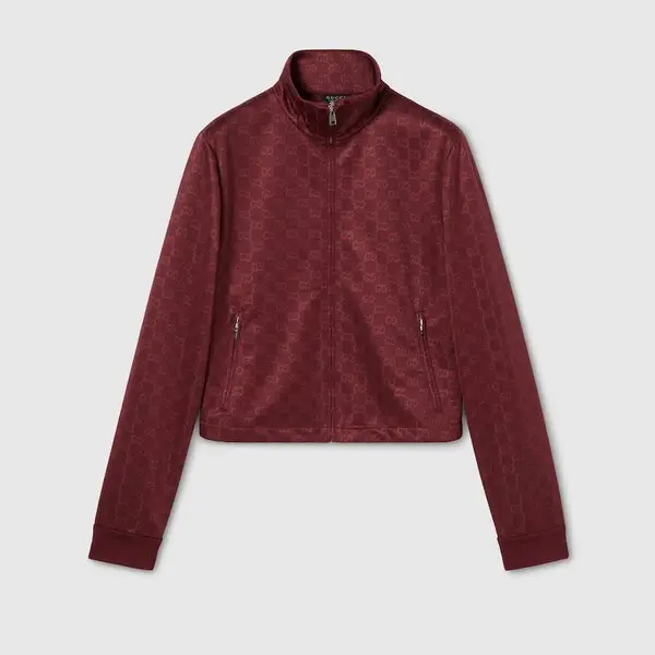 Gucci Gg Jacquard Zip Jacket - Bordeaux