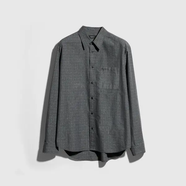 Gucci Gg Printed Silk Shirt, Size - Grey