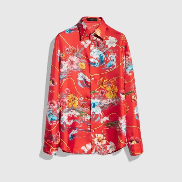 Gucci Gg Printed Silk Shirt - Red
