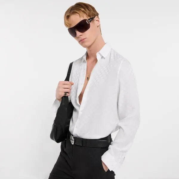Gucci Gg Printed Silk Shirt, Size - White