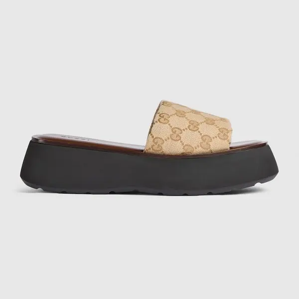Gucci Slide Sandal With Interlocking G - Beige