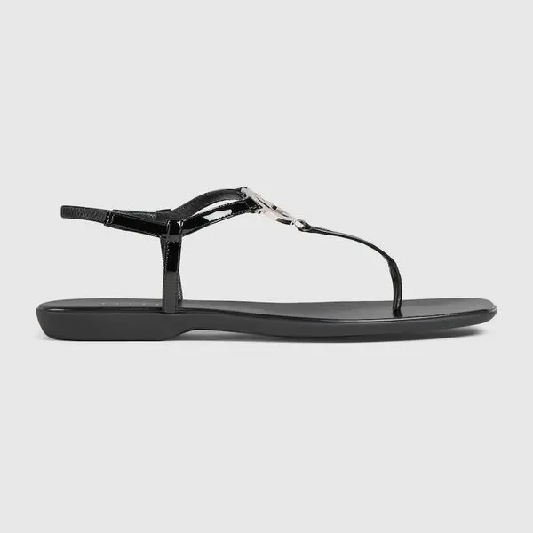 Gucci Slide Sandal With Interlocking G Detail - Black