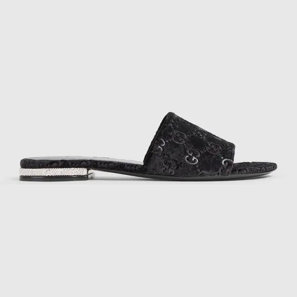 Gucci Slide Sandal With Interlocking G Detail - Black