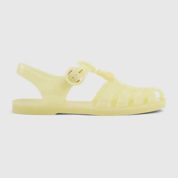 Gucci Slide Sandal With Interlocking G Detail - Yellow