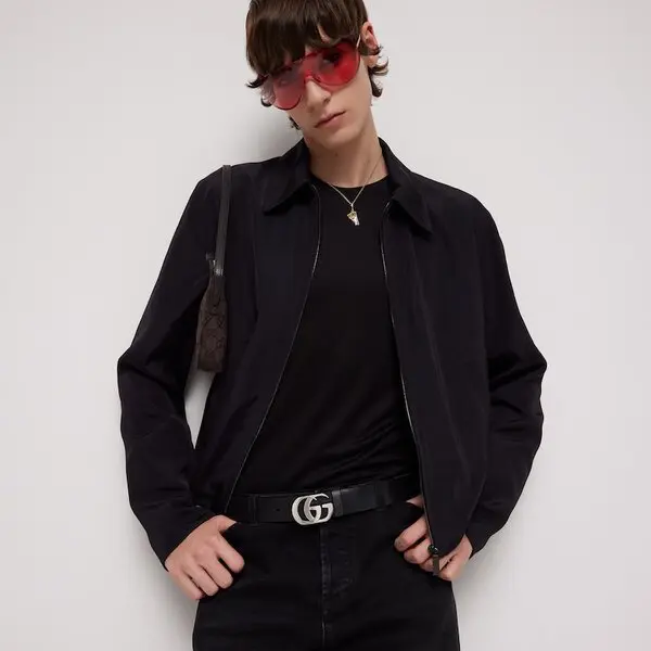 Gucci Reversible Belt With Interlocking G Buckle - Black