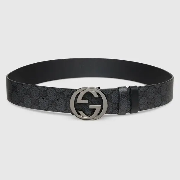 Gucci Reversible Belt With Interlocking G Buckle - Black