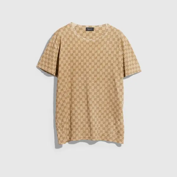 Gucci Cotton Jerey T-hirt With Print, Ize - Beige