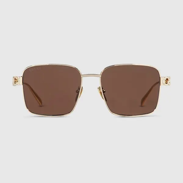 Gucci Rectangular-frame Sunglasses - Gold