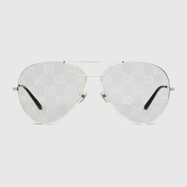 Gucci Aviator Frame Sunglasses - Silver