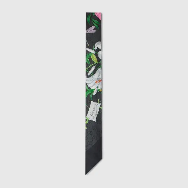 Gucci Printed Silk Twill Ribbon - Black