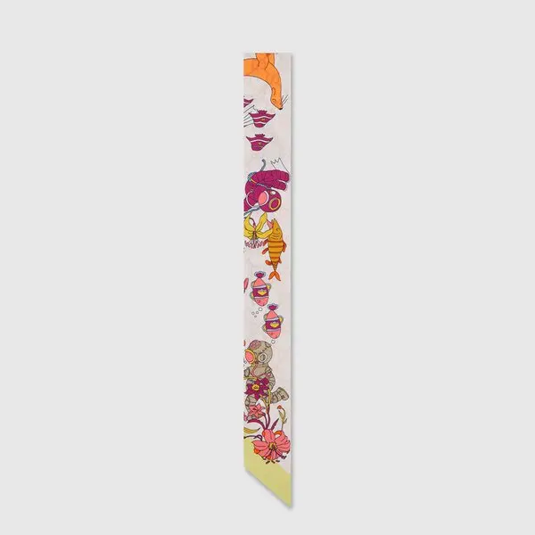 Gucci Printed Silk Twill Ribbon - Blue