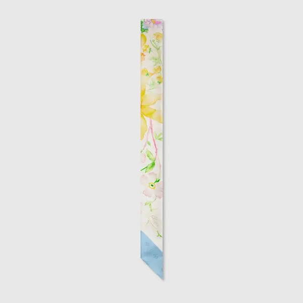 Gucci Printed Silk Twill Ribbon - Blue