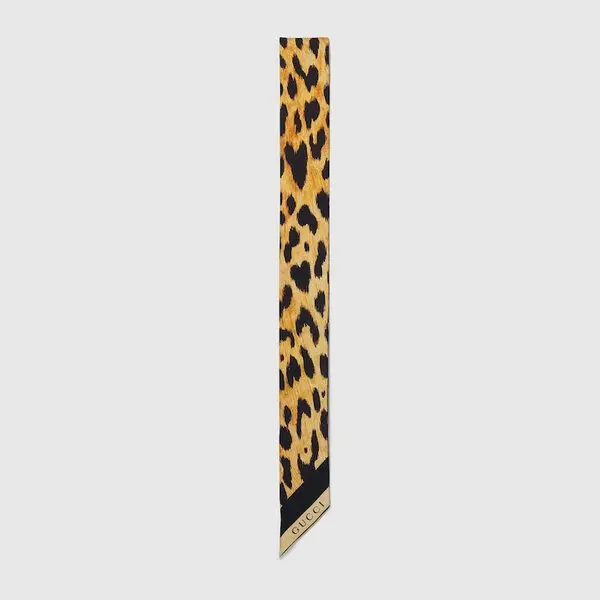 Gucci Printed Silk Twill Ribbon - Brown