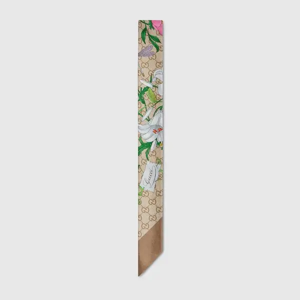 Gucci Printed Silk Twill Ribbon - Brown