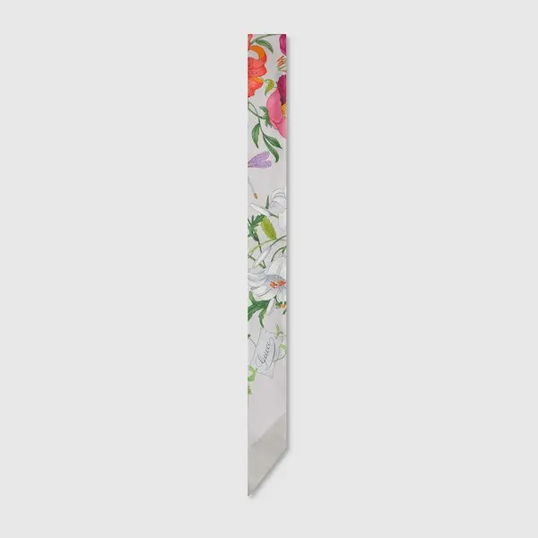 Gucci Printed Silk Twill Ribbon - Grey