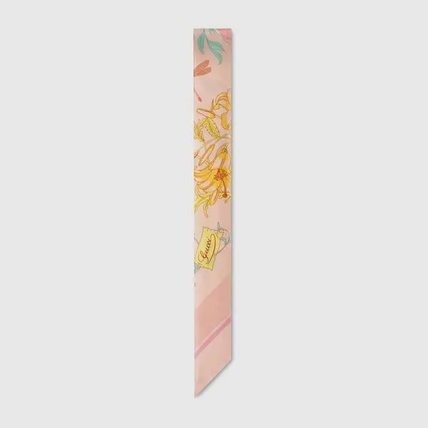 Gucci Printed Silk Twill Ribbon - Pink
