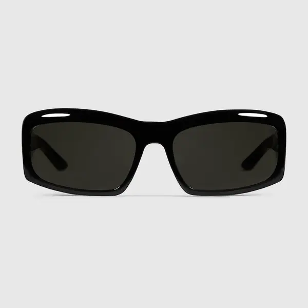 Gucci Rectangular Frame Sunglasses With Tortoiseshell And Mother Of Pearl Effect - Black