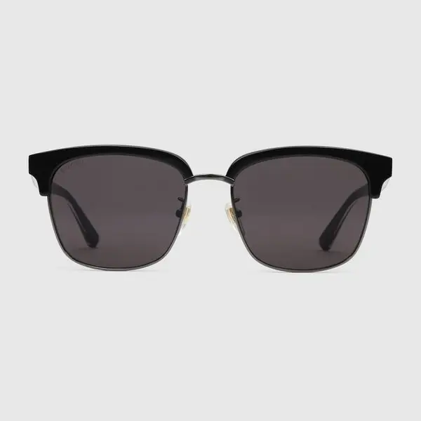 Gucci Rectangular Frame Sunglasses With Tortoiseshell And Mother Of Pearl Effect - Black