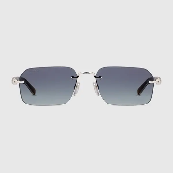 Gucci Rectangular Frame Sunglasses With Tortoiseshell And Mother Of Pearl Effect - Blue
