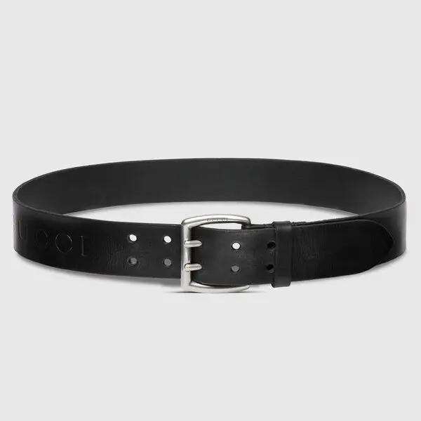 Gucci Gg Marmont Wide Belt With Shiny Buckle - Black