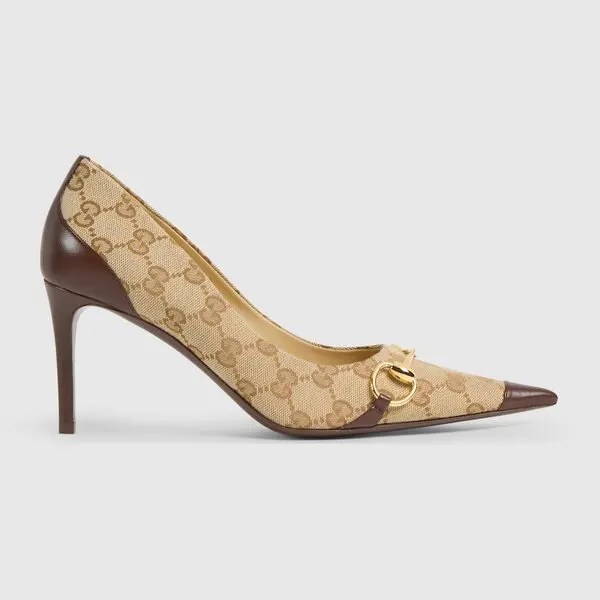 Gucci Slingback Pumps With Horsebit Detail - Beige