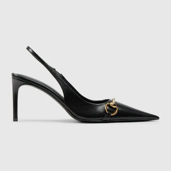 Gucci Slingback Pumps With Horsebit Detail - Black