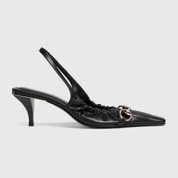 Gucci Slingback Pumps With Horsebit Detail - Black