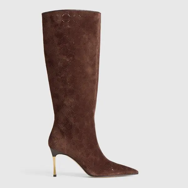 Gucci Leather Boots With Buckle Detail And Web Stripe - Brown
