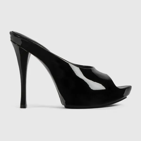 Gucci Platform Sandals With Double G Hardware - Black