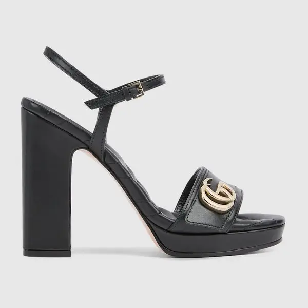 Gucci Platform Sandals With Double G Hardware - Black