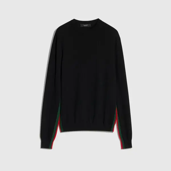 Gucci Silk Cotton Knit T-shirt With Intarsia - Black