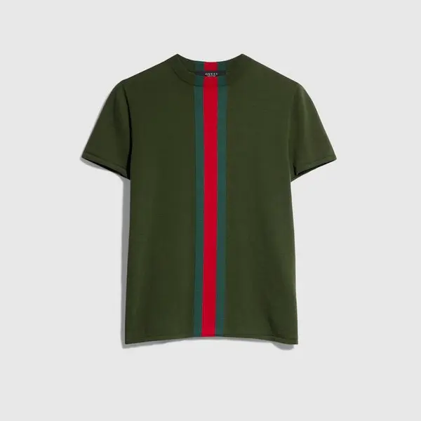 Gucci Silk Cotton T-shirt With Intarsia Detail - Green