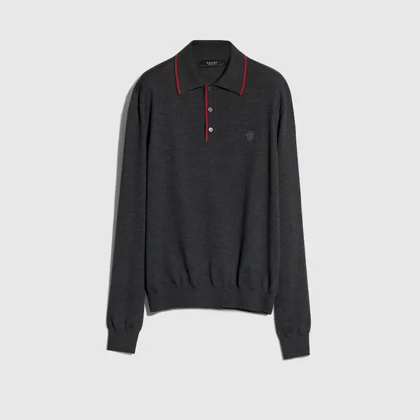 Gucci Silk Cotton Knit Polo Shirt - Black