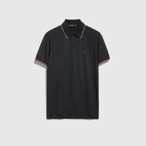 Gucci Silk Cotton Knit Polo Shirt - Black