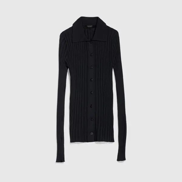 Gucci Fine Wool Gg Crystal Cardigan - Black