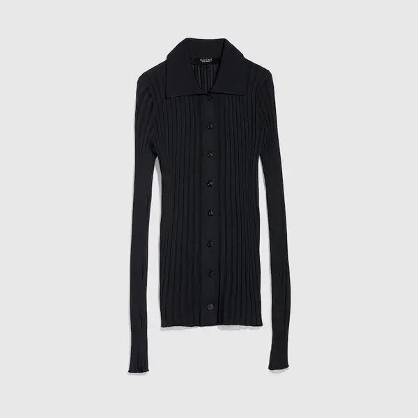 Gucci Self-tie Cardigan With Striped Trim - Black