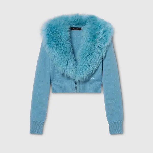 Gucci Fine Wool Gg Crystal Cardigan - Blue