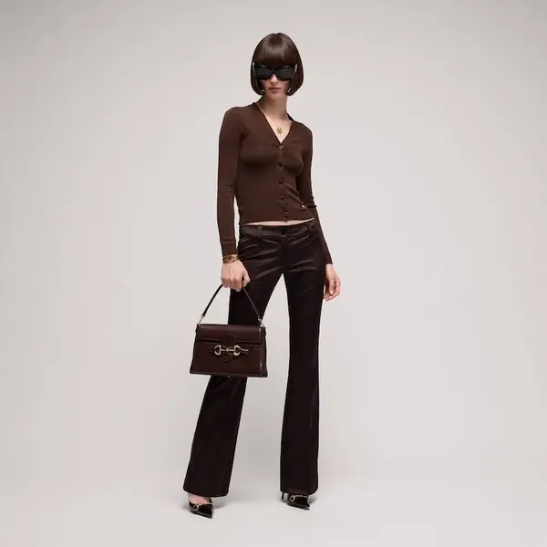 Gucci Fine Wool Gg Crytal Cardigan, Ize - Brown