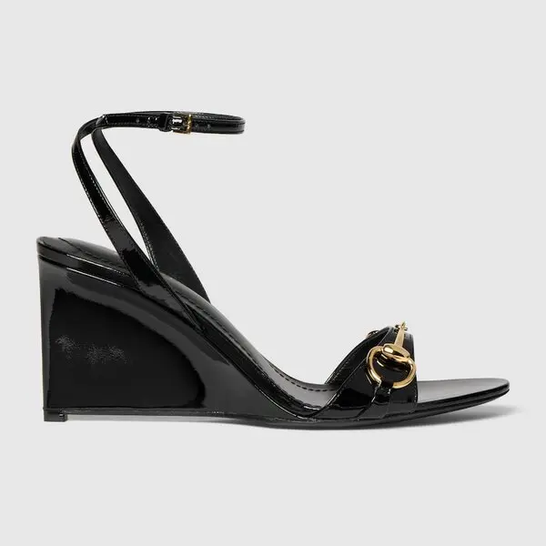 Gucci Mid-heel Sandal With Horsebit - Black