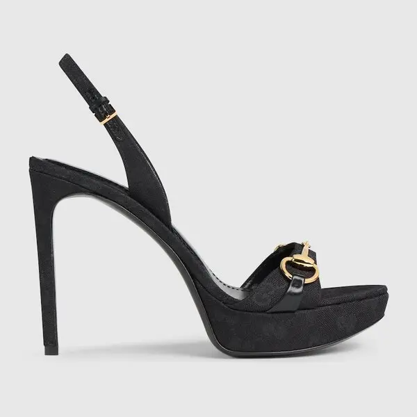 Gucci Metallic Leather Mid-heel Sandals - Black