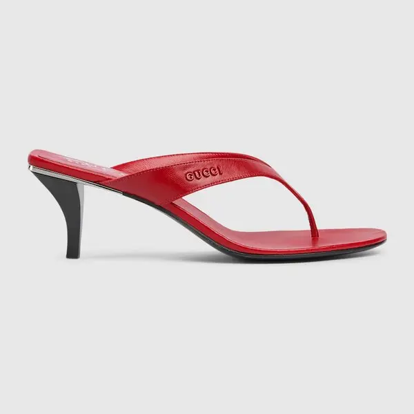 Gucci Metallic Leather Mid-heel Sandals - Red