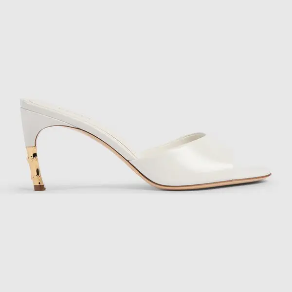 Gucci Metallic Leather Mid-heel Sandals - White