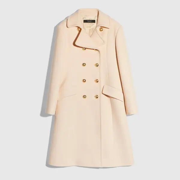 Gucci Reversible Gg Silk Wool Blend Coat - Beige