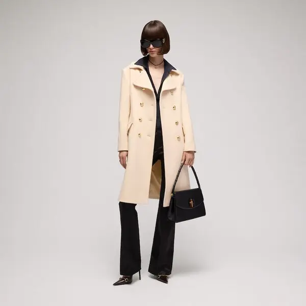 Gucci Reversible Gg Silk Wool Blend Coat - Beige