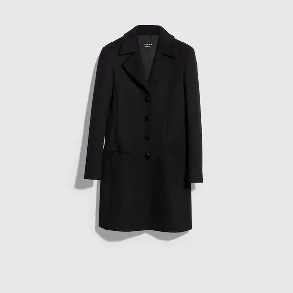 Gucci Reversible Gg Silk Wool Blend Coat - Black