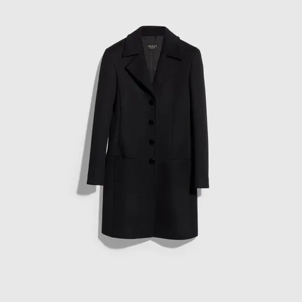 Gucci Reversible Gg Silk Wool Blend Coat - Black