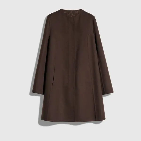 Gucci Reversible Gg Silk Wool Blend Coat - Brown