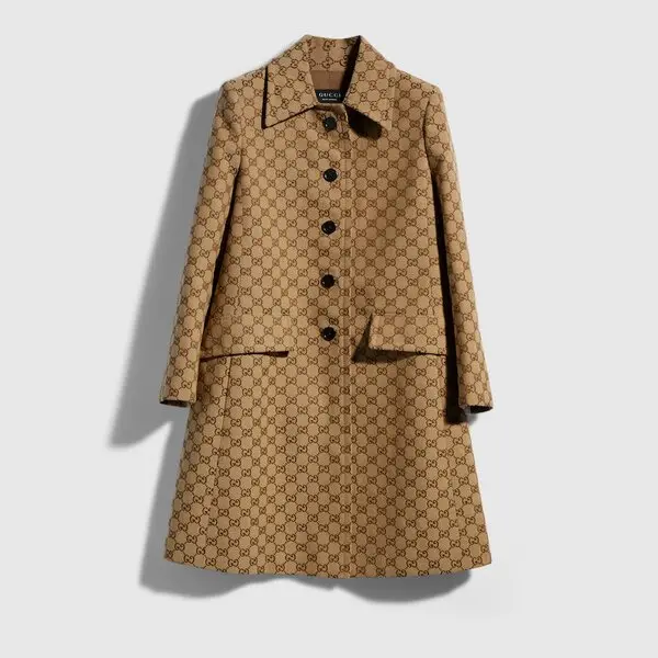 Gucci Reversible Gg Silk Wool Blend Coat, Size - Grey