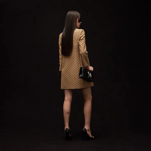 Gucci Reversible Gg Silk Wool Blend Coat, Size - Grey